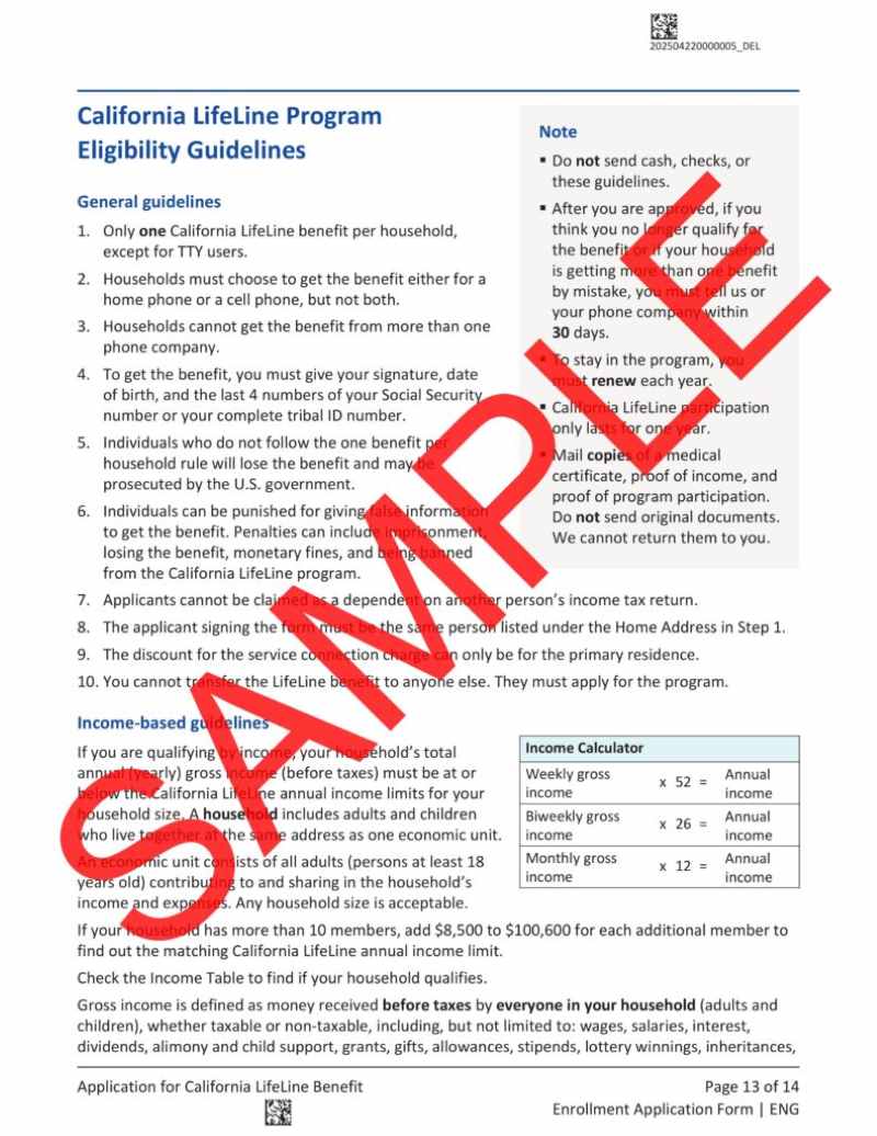 California Lifeline Application Form To Acquire A Free Phone